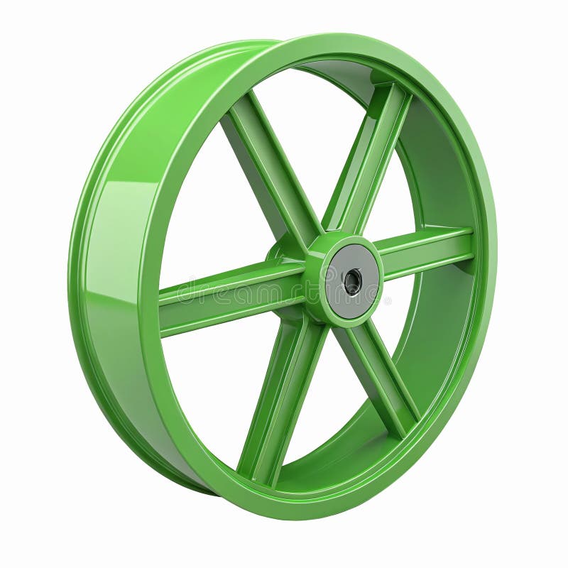 Glossy Green Wheel with Six Spokes on Transparent Background for Modern ...