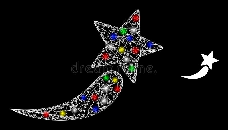 Illuminated Intersected Mesh Raising Star Icon Stock Vector ...
