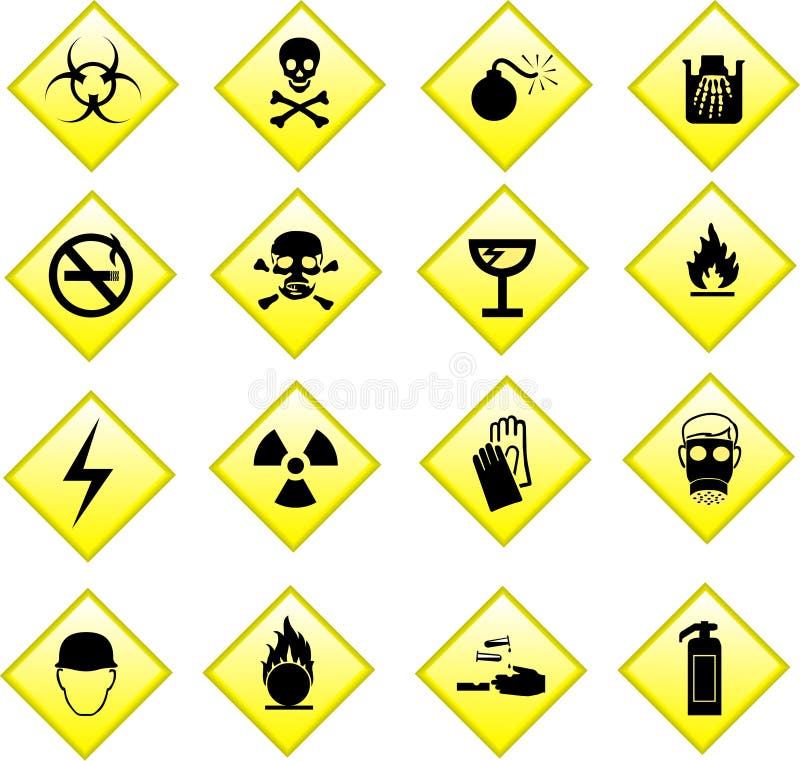 Glossy Hazard Icons stock illustration. Illustration of smoke - 1473863