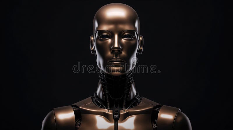 Glossy humanoid robot head stock illustration. Illustration of future ...