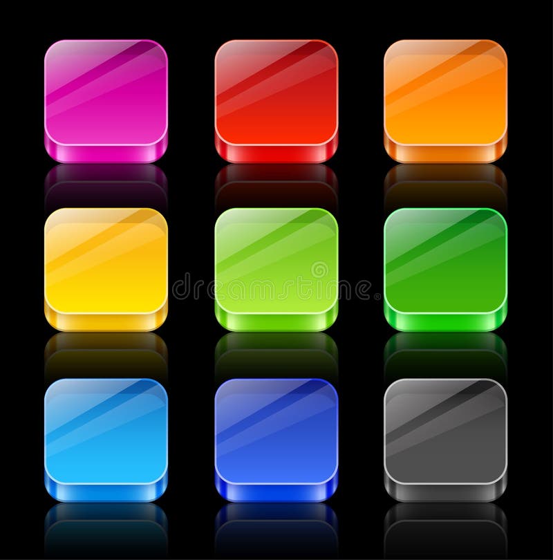 Glossy Icon Buttons with Reflection Stock Vector - Illustration of ...
