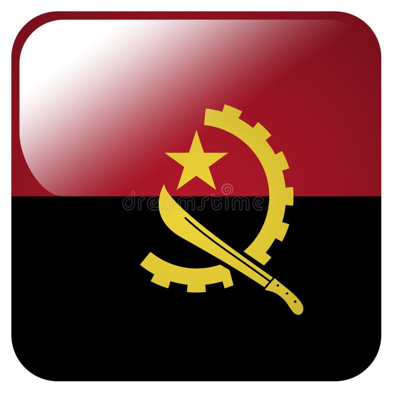 Glossy Icon with Flag of Angola Stock Illustration - Illustration of ...