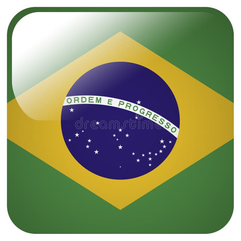 Glossy Icon with Flag of Brazil Stock Illustration - Illustration of ...