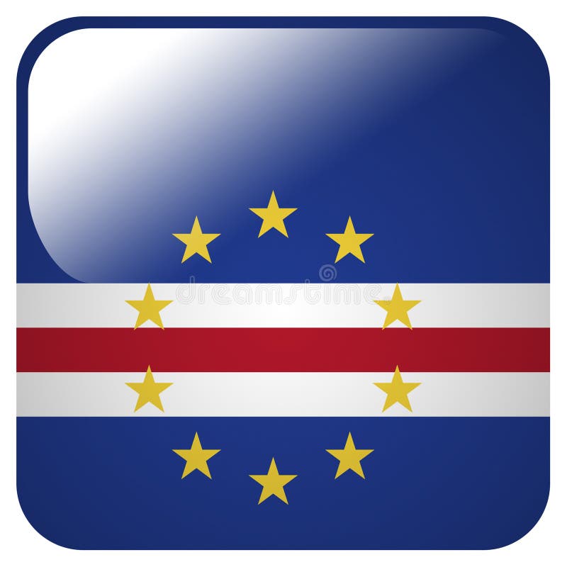 Glossy Icon with Flag of Cape Verde Stock Illustration - Illustration ...