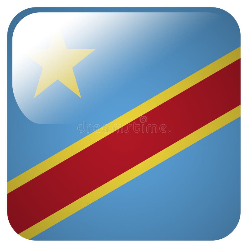 Glossy Icon with Flag of Congo Democratic Republic Stock Illustration ...
