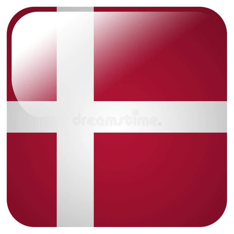 Glossy Icon with Flag of Denmark Stock Illustration - Illustration of ...