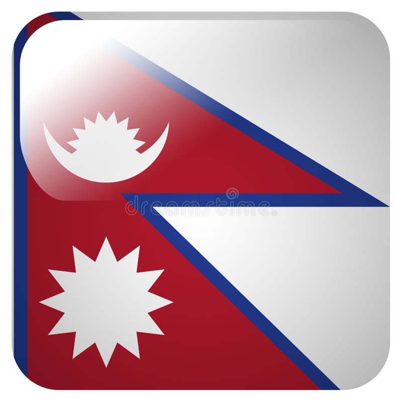 Glossy Icon with Flag of Nepal Stock Illustration - Illustration of ...