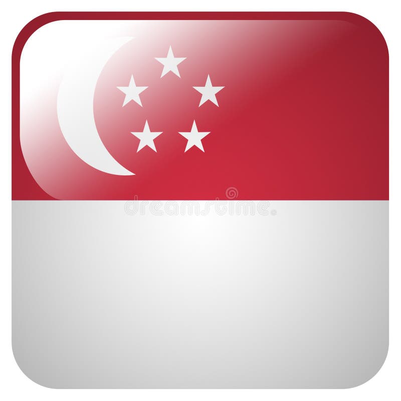 Glossy Icon with Flag of Singapore Stock Illustration - Illustration of ...