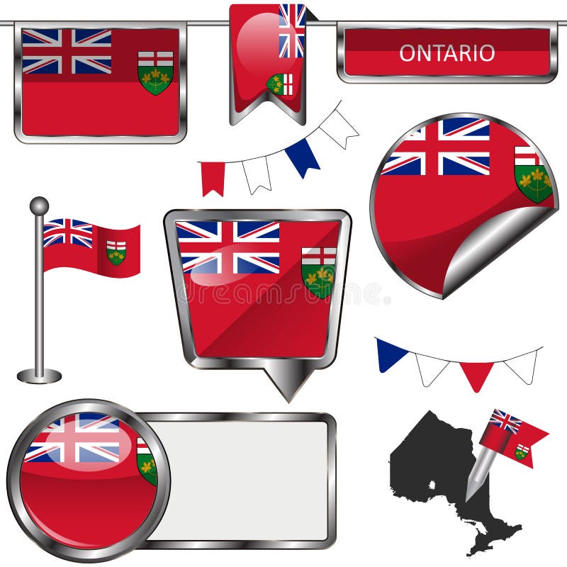 Glossy Icons with Flag of Province Ontario Stock Vector - Illustration ...