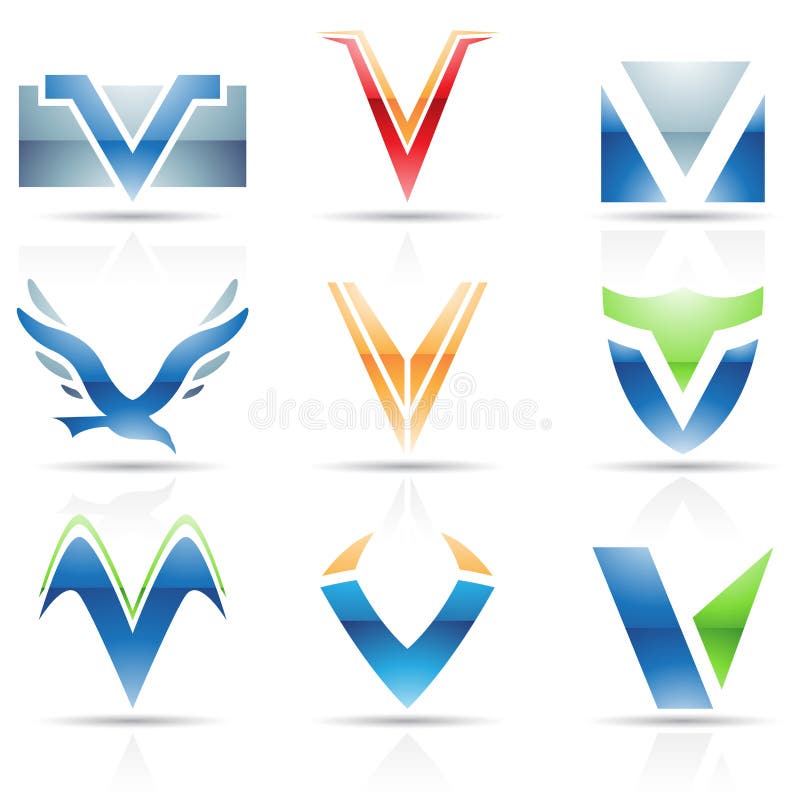 Glossy Icons for letter V stock vector. Illustration of letter - 34199006