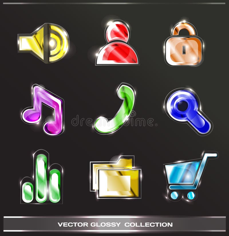 Glossy icons stock vector. Illustration of page, information - 36101840