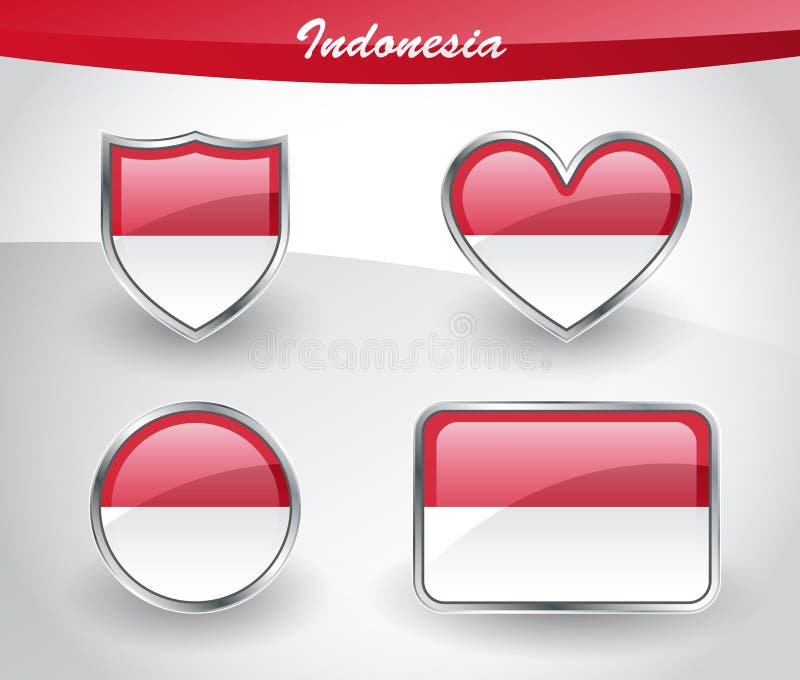 Glossy Indonesia Flag Icon Set Stock Vector - Illustration of love ...