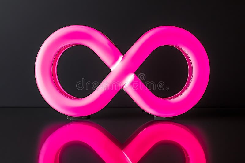 Glossy Infinity Symbol 3D Render of Pink Mobius Loop on Black ...