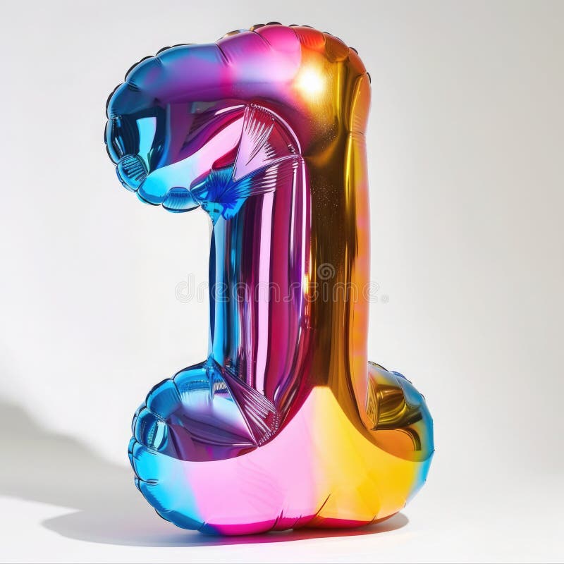 A Glossy, Inflatable Number "1" with a Reflective Surface. the Vibrant ...