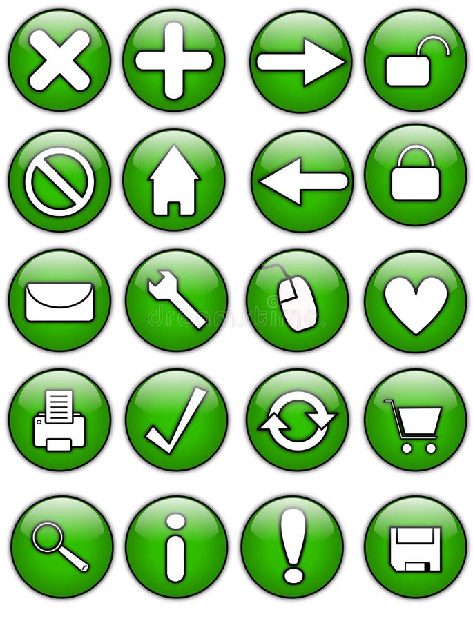 Green Square Web Buttons [1] Stock Illustration - Illustration of ...