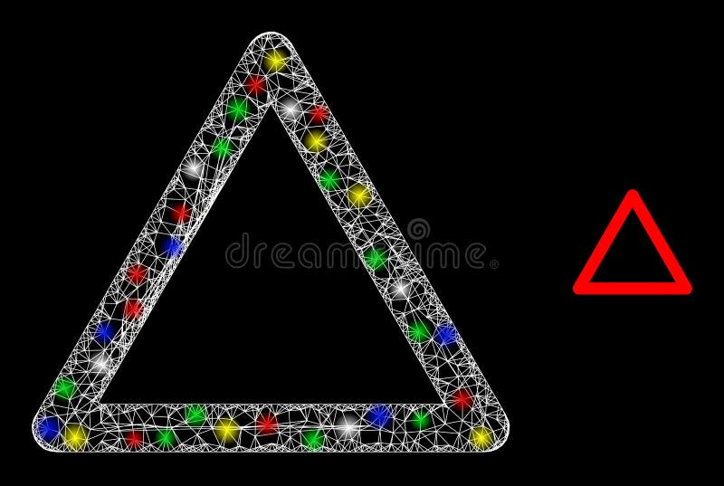Glowing Irregular Mesh Warning Triangle Template Icon Stock Vector ...