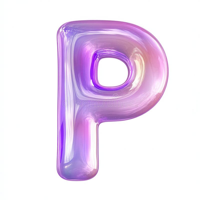A Glossy, Iridescent Letter "P" with a Smooth, Fluid Design Stock ...