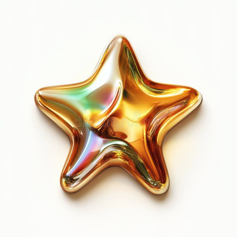 A Glossy, Iridescent Star-shaped Object with a Metallic Finish Stock ...