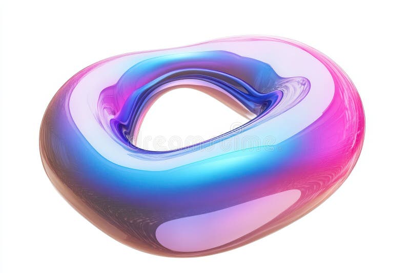 Iridescent Torus Shape Isolated on White Background Stock Illustration ...