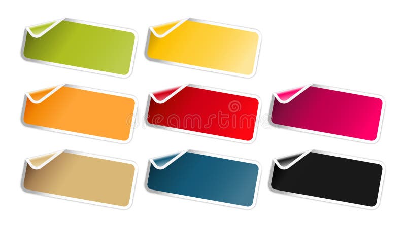 The Glossy Label Set with Folded Corner Stock Vector - Illustration of ...