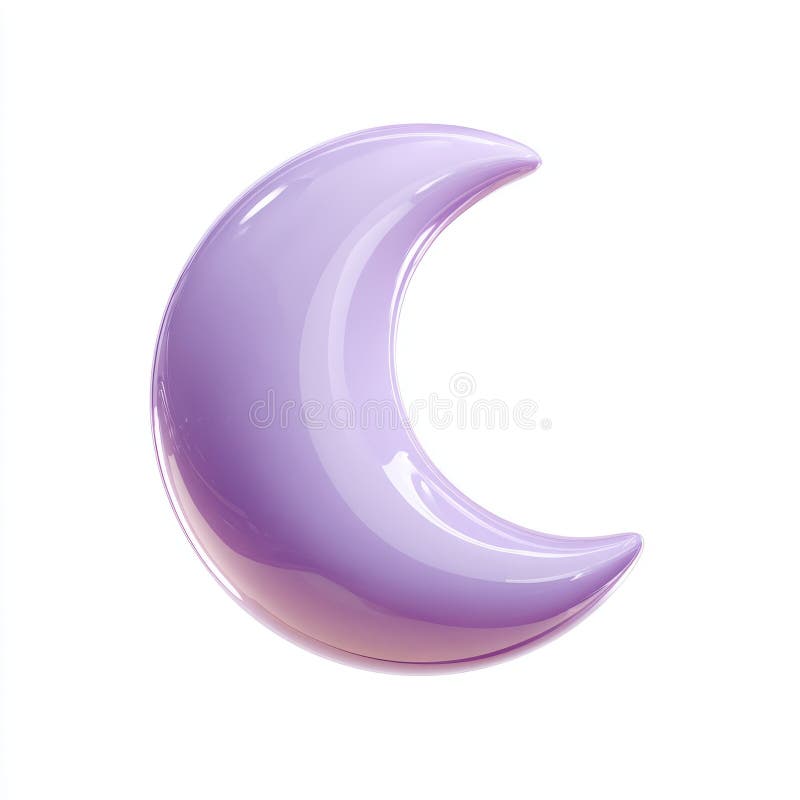 Glossy Lavender Crescent Moon 3D Render Stock Illustration ...