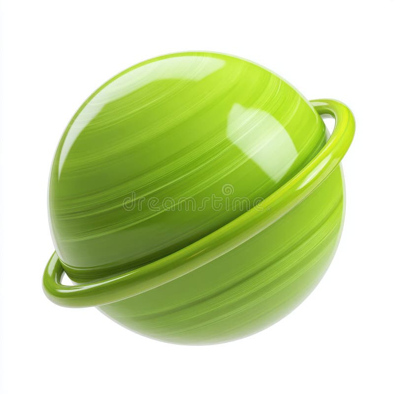 Glossy Lime Green Planet with Ring 3D Render Stock Illustration ...