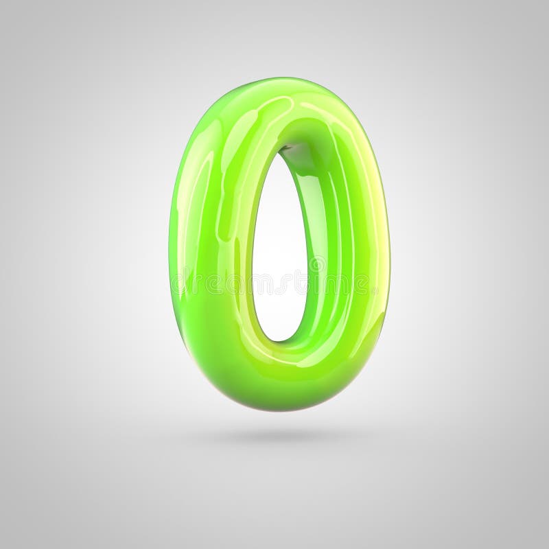 Glossy Lime Paint Alphabet Number 0 Isolated on White Background Stock ...