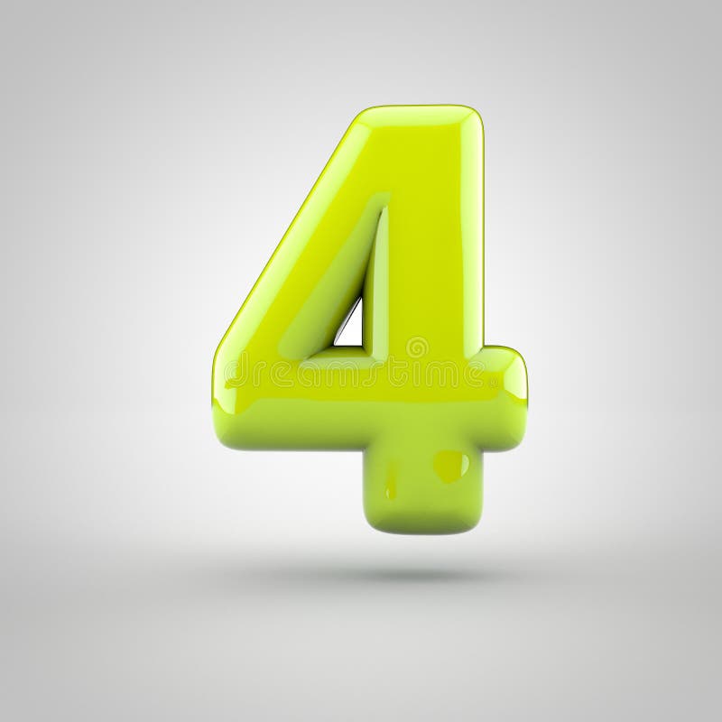 Glossy Lime Paint Number 4 on White Background Stock Illustration ...