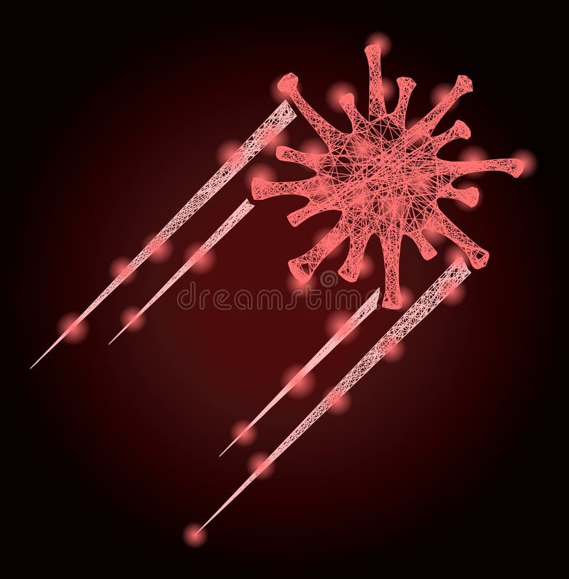 Glossy Linear Mesh Rush Covid Virus with Glare Spots Stock Vector ...