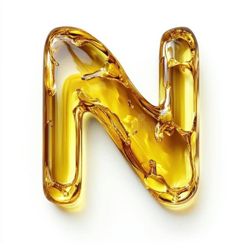 A Glossy, Liquid Gold Letter "N" with a Smooth, Flowing Appearance ...