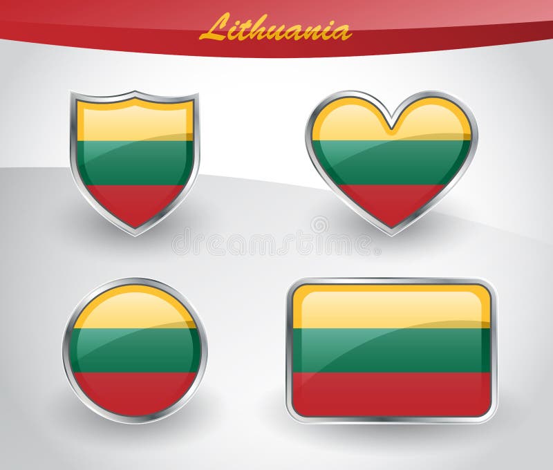 Glossy Lithuania Flag Icon Set Stock Vector - Illustration of emblem ...