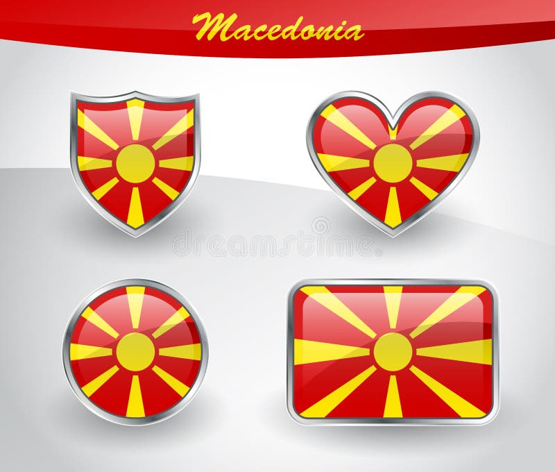Glossy Macedonia Flag Icon Set Stock Vector - Illustration of circle ...