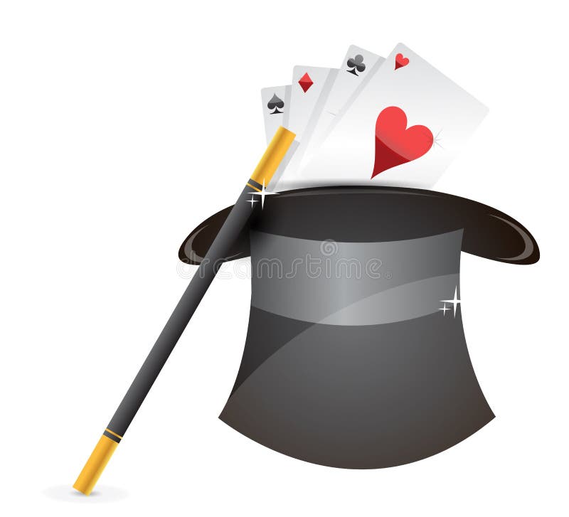 Glossy Magic Hat, Wand and Cards Stock Illustration - Illustration of ...