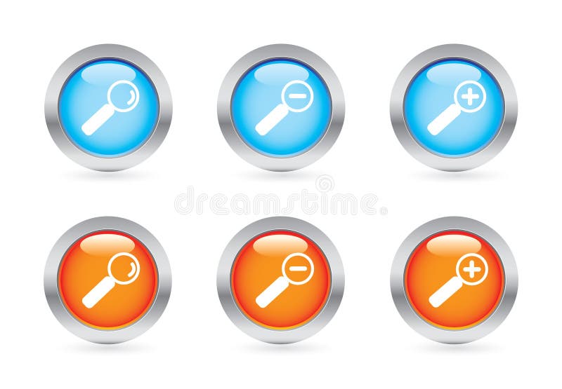Glossy Magnifier Button Set Stock Vector - Illustration of push, design ...