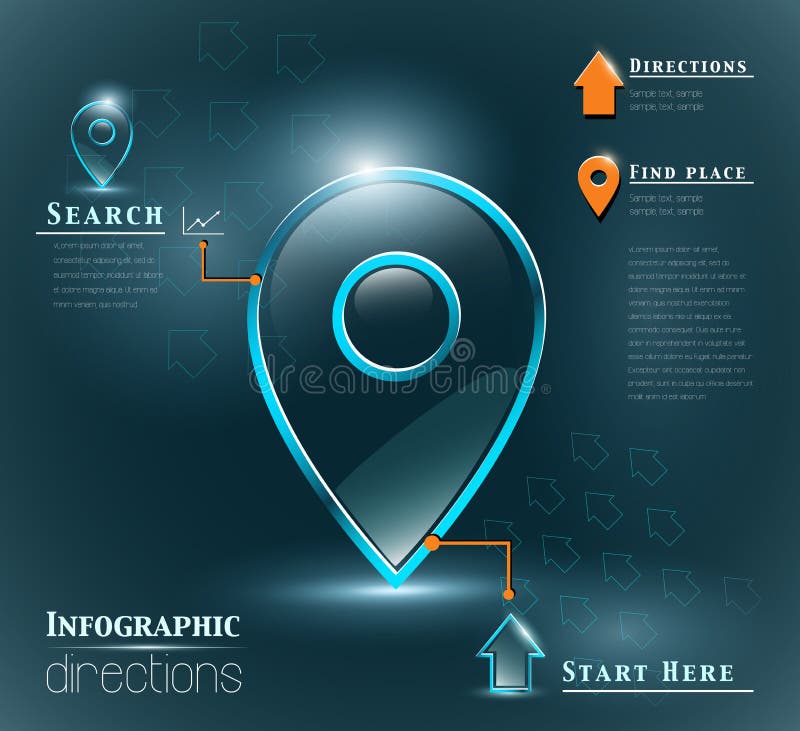 Glossy Map Pointer and Arrow Stock Illustration - Illustration of ...