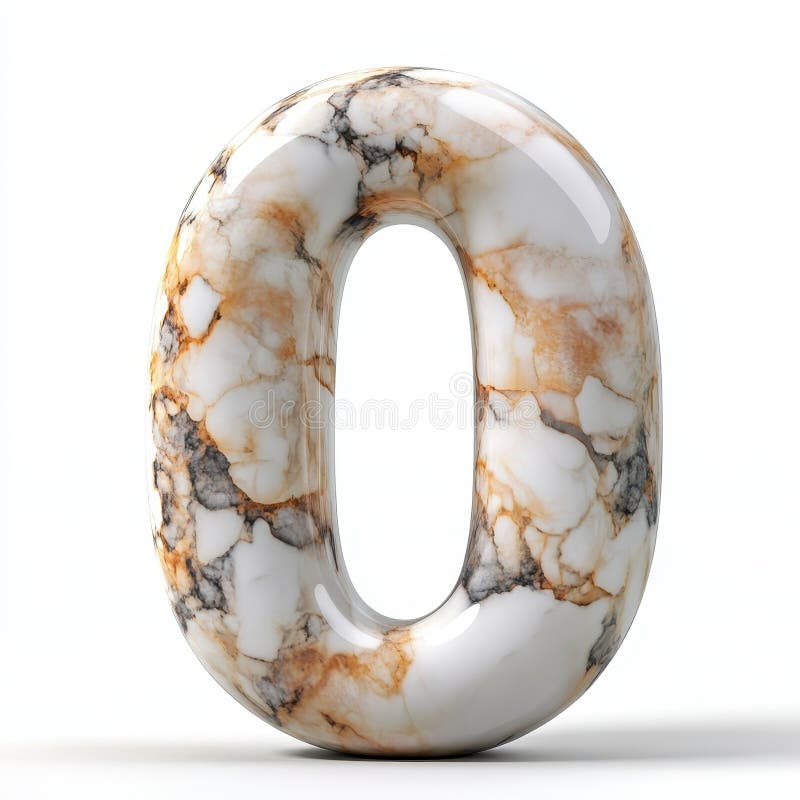 A Glossy Marble-textured Number Zero with Intricate Patterns and Colors ...