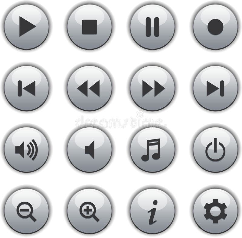 Media buttons stock vector. Illustration of lustred, glossy - 7115746