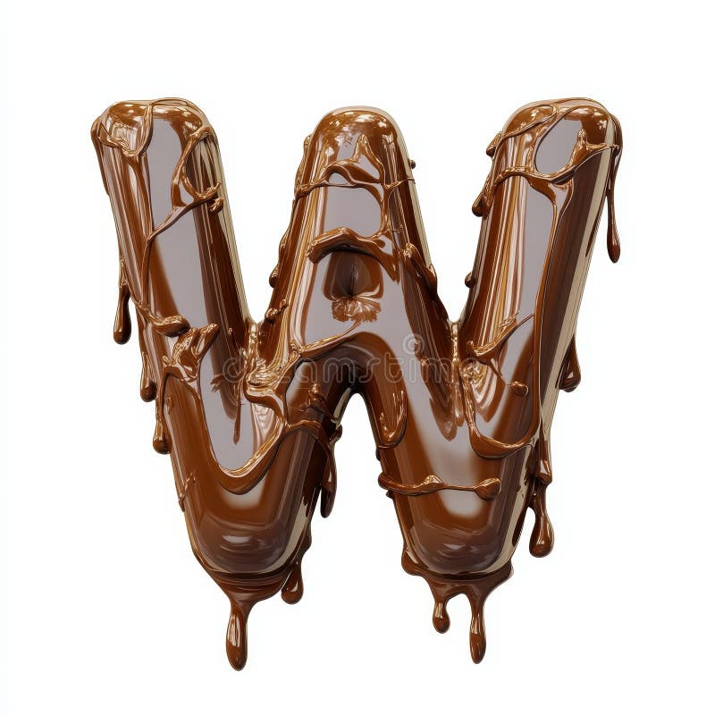 A Glossy, Melted Chocolate Letter "W" with a Dripping Effect Stock ...