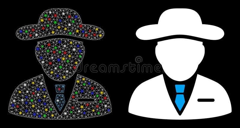 Flare Mesh Network Agent Icon with Flare Spots Stock Illustration ...