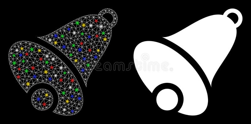 Flare Mesh Network Bell Icon with Flare Spots Stock Vector ...