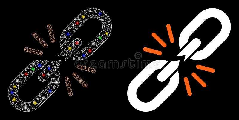 Flare Mesh Network Break Chain Link Icon with Flare Spots Stock Vector ...