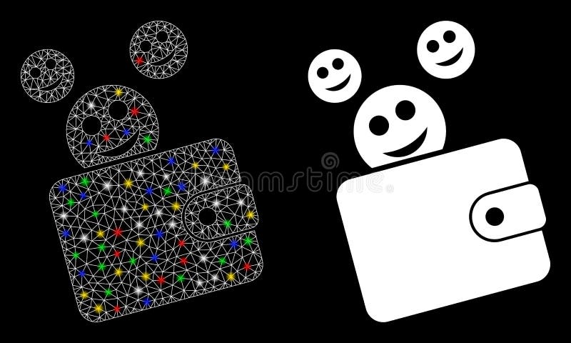 Glossy Mesh Carcass Happy Cash Wallet Icon with Flash Spots Stock ... Glossy Mesh Carcass Happy Cash Wallet Icon with Flash Spots Stock ...