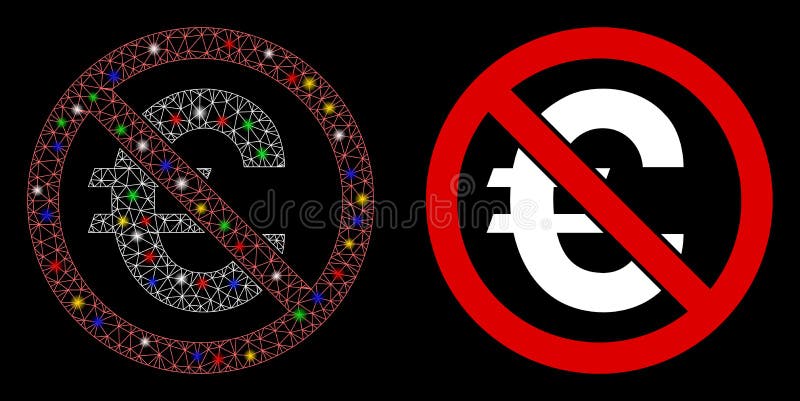 Glossy Mesh Carcass No Euro Icon with Light Spots Stock Vector ...