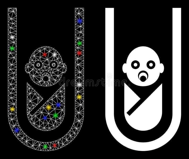 Glossy Mesh Carcass in Vitro Baby Icon with Flash Spots Stock Vector ...