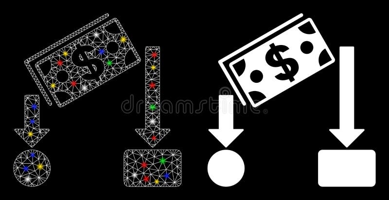 Flare Mesh Carcass Cash Flow Icon with Flash Spots Stock Vector ... Flare Mesh Carcass Cash Flow Icon with Flash Spots Stock Vector ...
