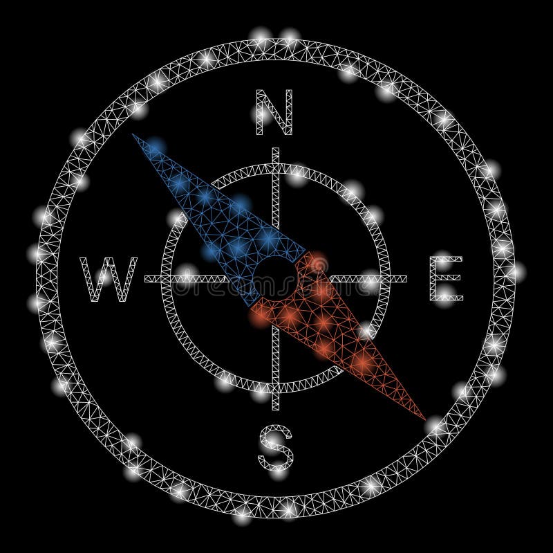 Flare Mesh Network Compass with Flare Spots Stock Vector - Illustration ...