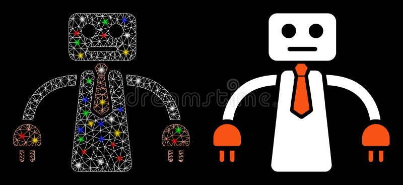 Glossy Mesh 2D Boss Robot Icon with Light Spots Stock Illustration ...