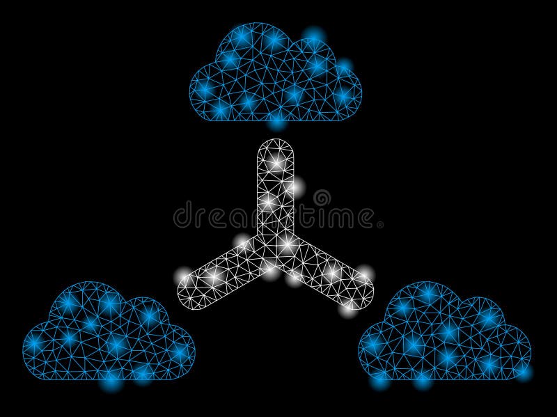 Glossy Mesh 2D Cloud Network with Light Spots Stock Vector ...