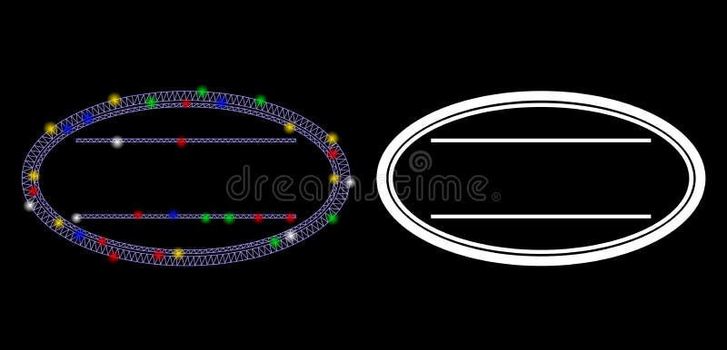 Glossy Mesh 2D Double Ellipse Frame Icon with Light Spots Stock Vector ...