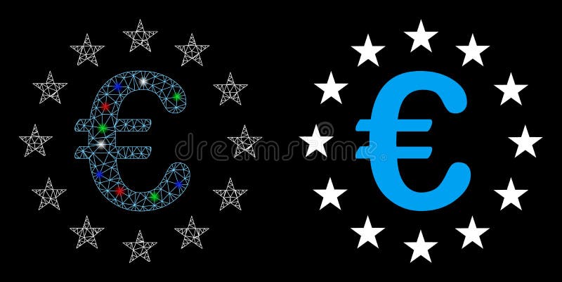 Glossy Mesh 2D Euro Union Stars Icon with Flash Spots Stock ... Glossy Mesh 2D Euro Union Stars Icon with Flash Spots Stock ...